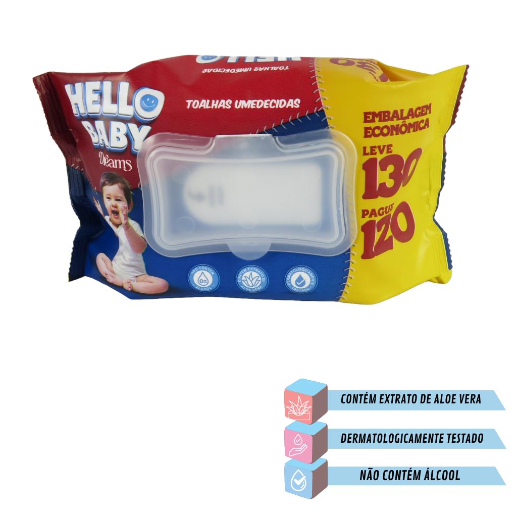 Lenços Umedecidos 130 Unidades - Hello Baby - Alves Baby