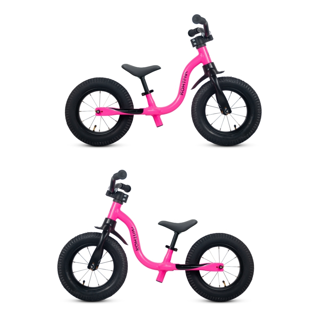 Bicicleta Balance Infantil Nathor Aro 12 Raiada 2 Rosa - Alves Baby