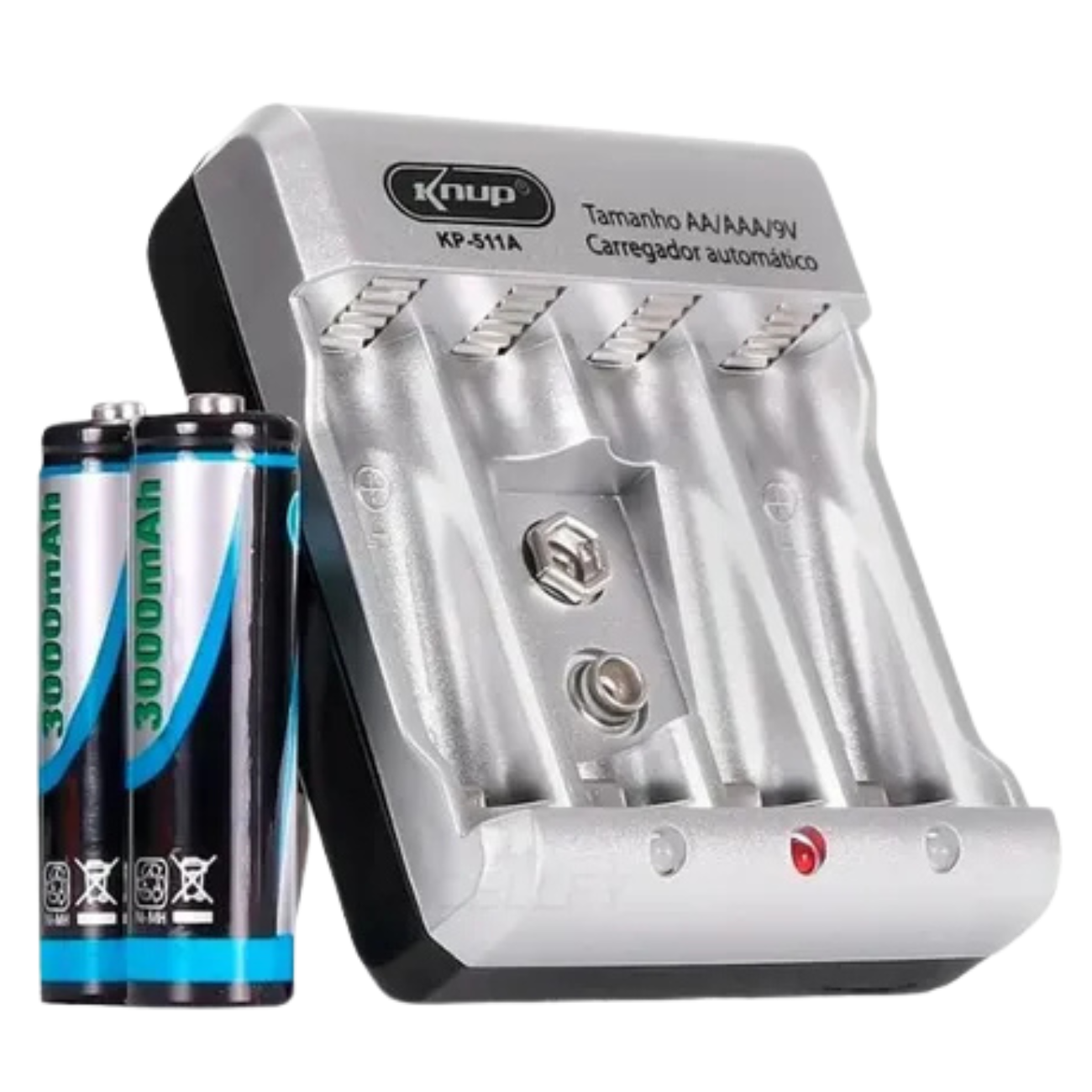 CARREGADOR DE PILHA KNUP KP-511AB 2AAA/2AA - AA/AAA/9V - BM Tech ...