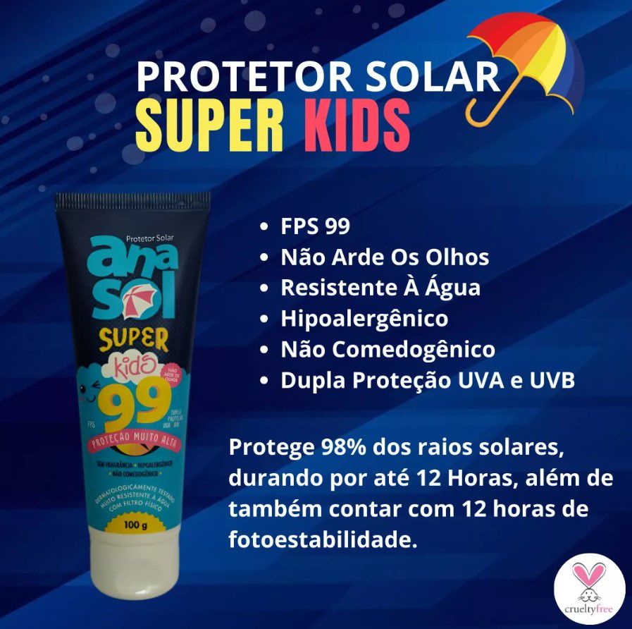 Protetor Solar Super Kids FPS99 100g - ANASOL - Farmácia Belladona ...
