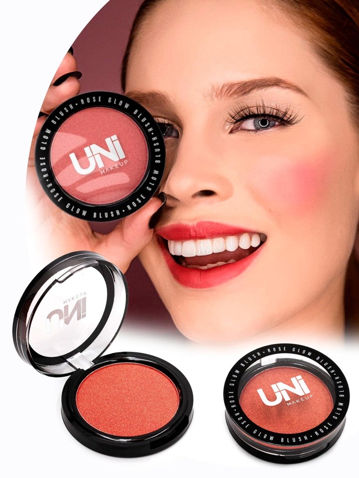BLUSH UNI MAKEUP EFEITO GLOW UN-BS269D - ROSE GLOW COR 01 - Bellíssima Makeup