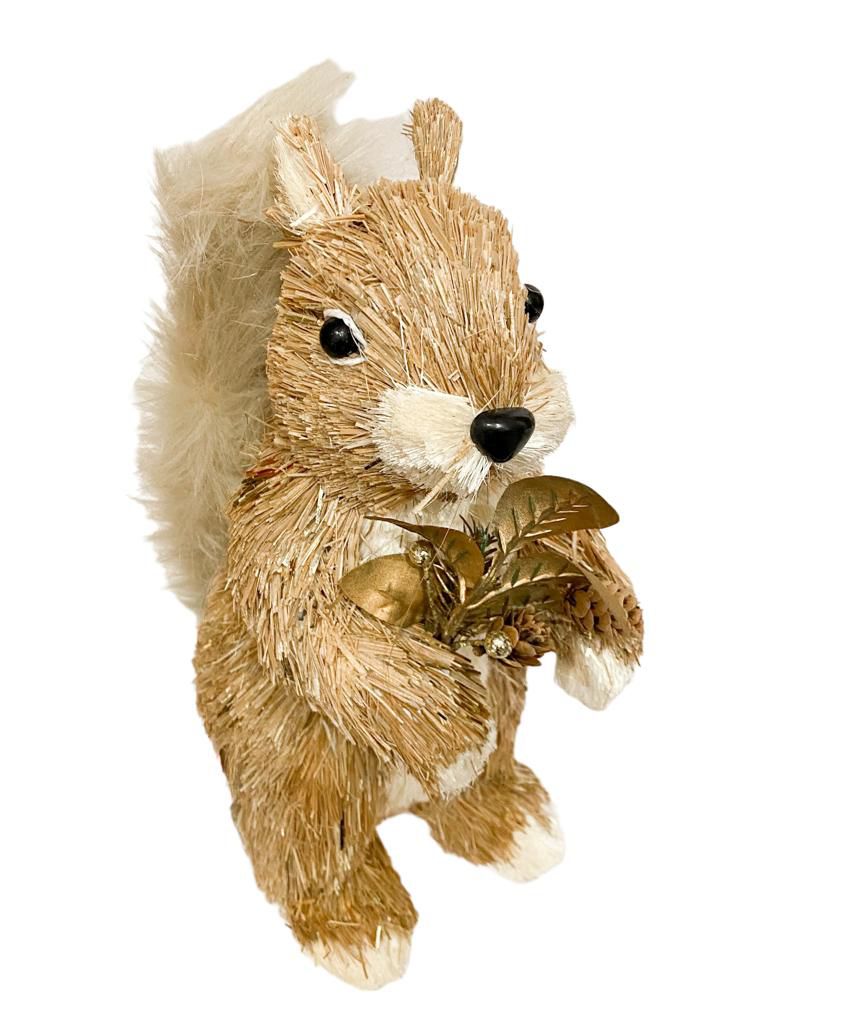 Esquilo em Palha com rabo peludo e enfeites Nt 33cm - Raffaello ...