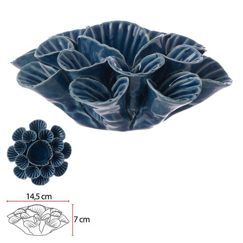 ESCULTURA FLOR DECORATIVA CERAMICA AZUL - Raffaello Presentes e ...