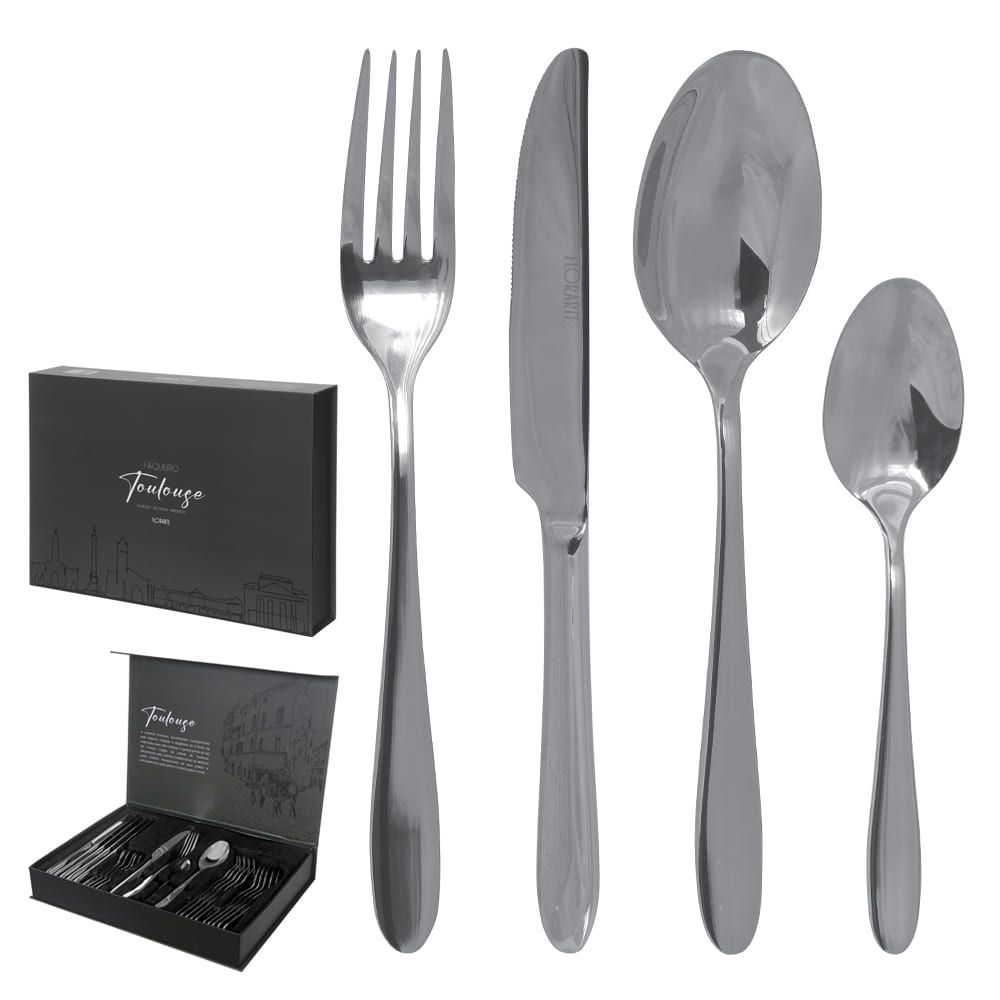FAQUEIRO PREMIUM ACO INOX C/24 PCS TOULOUSE PRATA FLORARTE - Raffaello ...