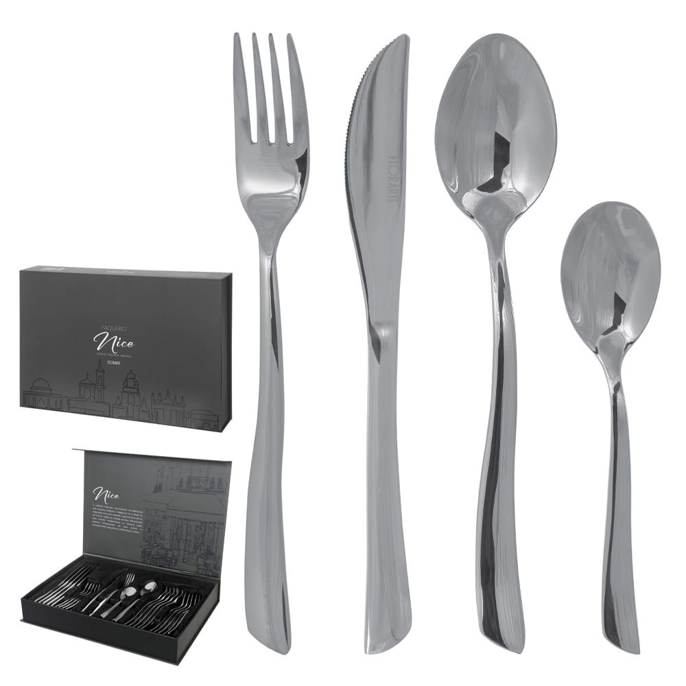 FAQUEIRO PREMIUM ACO INOX C/24 PCS NICE PRATA FLORARTE - Raffaello ...