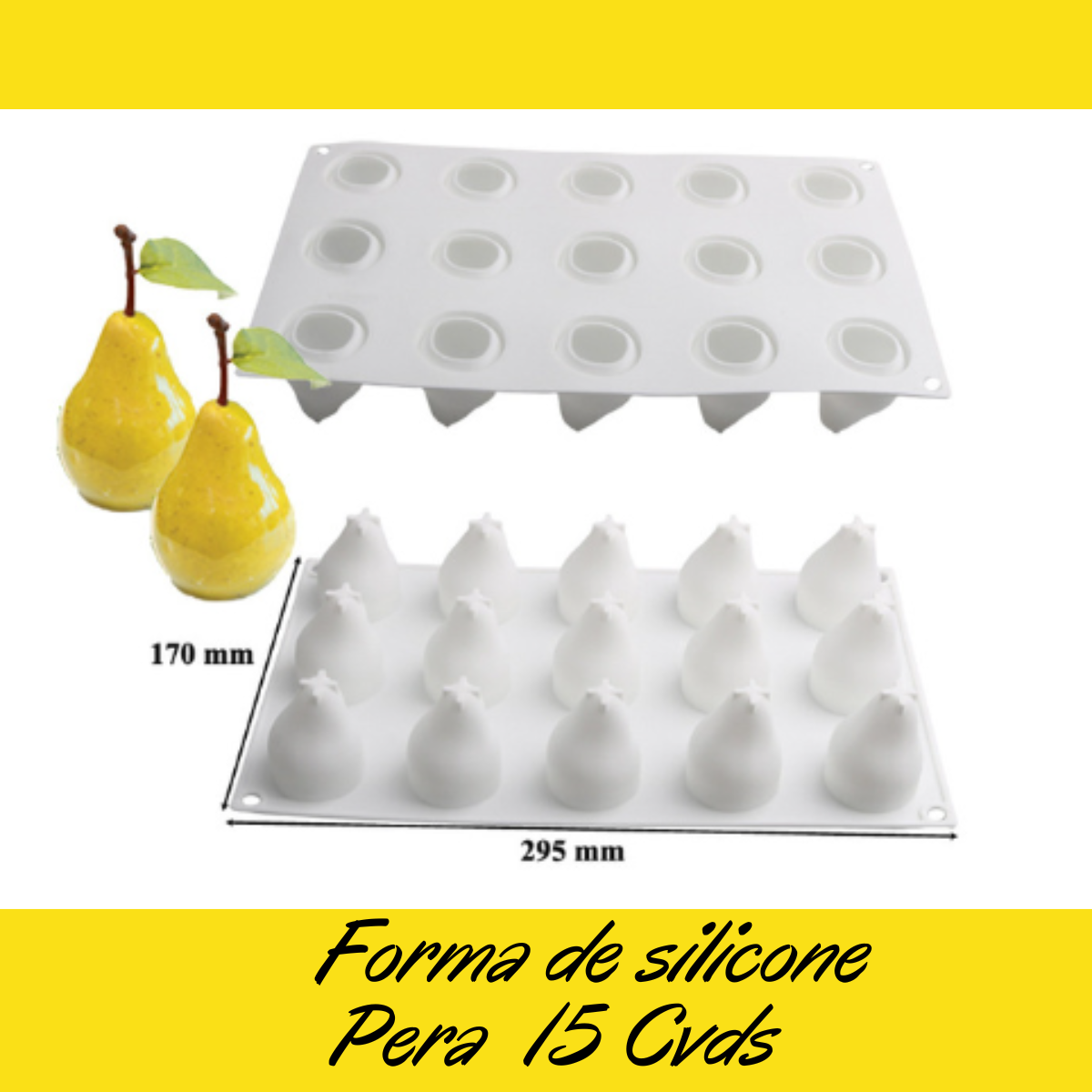 Molde de silicone pera 3d 15 cavidades - Loja do Silicone