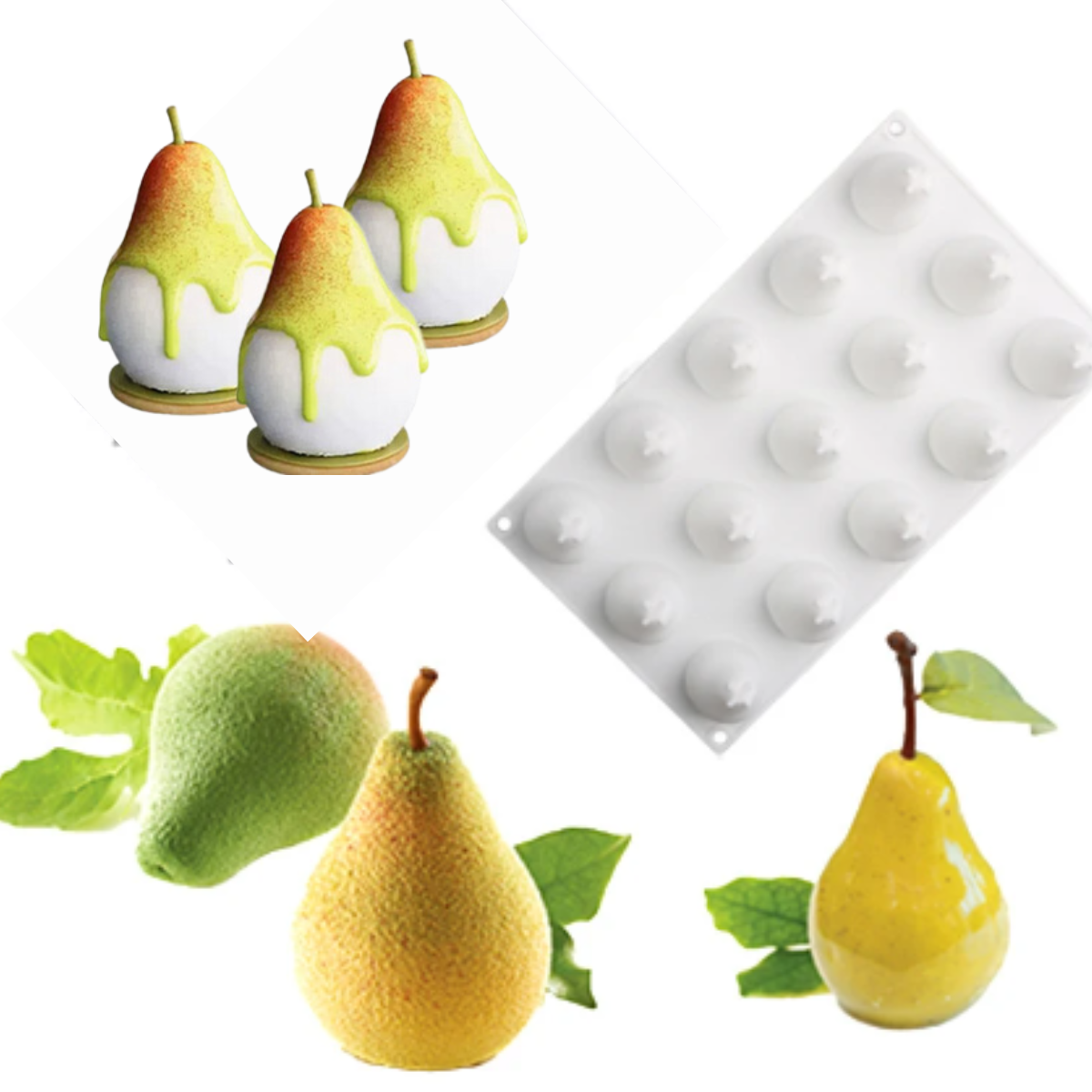 Molde de silicone pera 3d 15 cavidades - Loja do Silicone