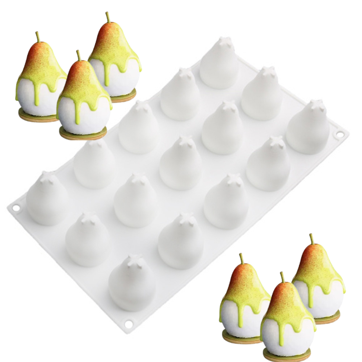 Molde de silicone pera 3d 15 cavidades - Loja do Silicone