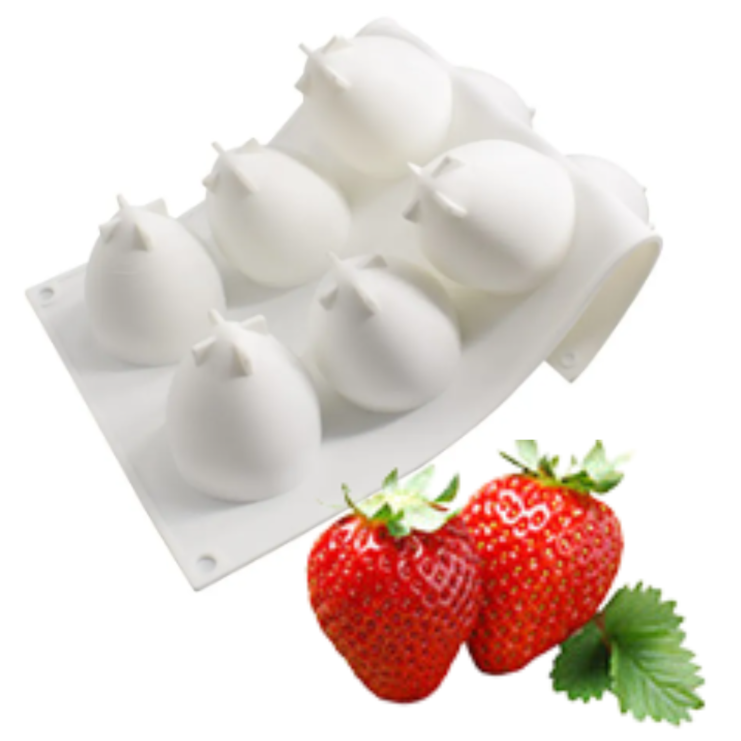 Molde de silicone morangos g 08 cavidades - Loja do Silicone