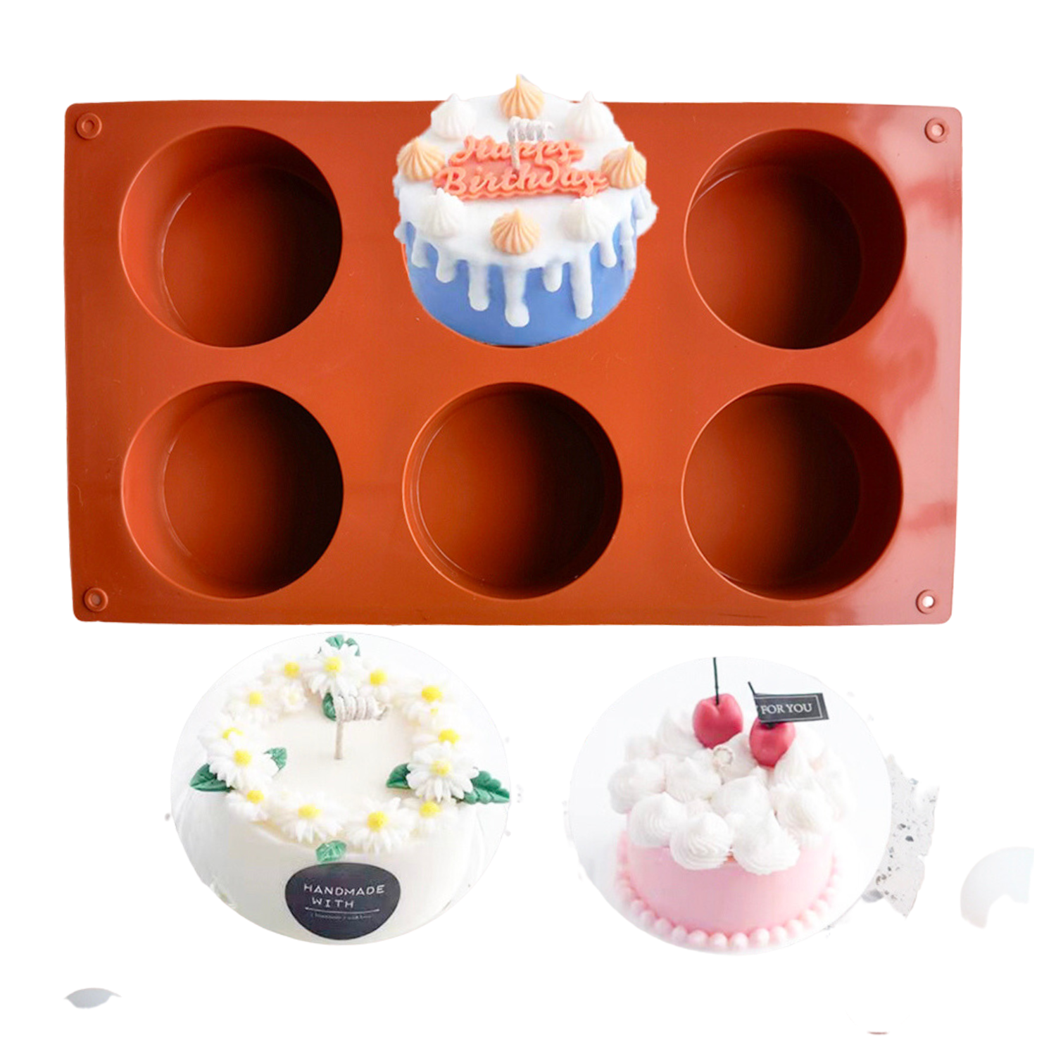 Forma de silicone cilíndrico 06 cavidades 6.8cm - Loja do Silicone