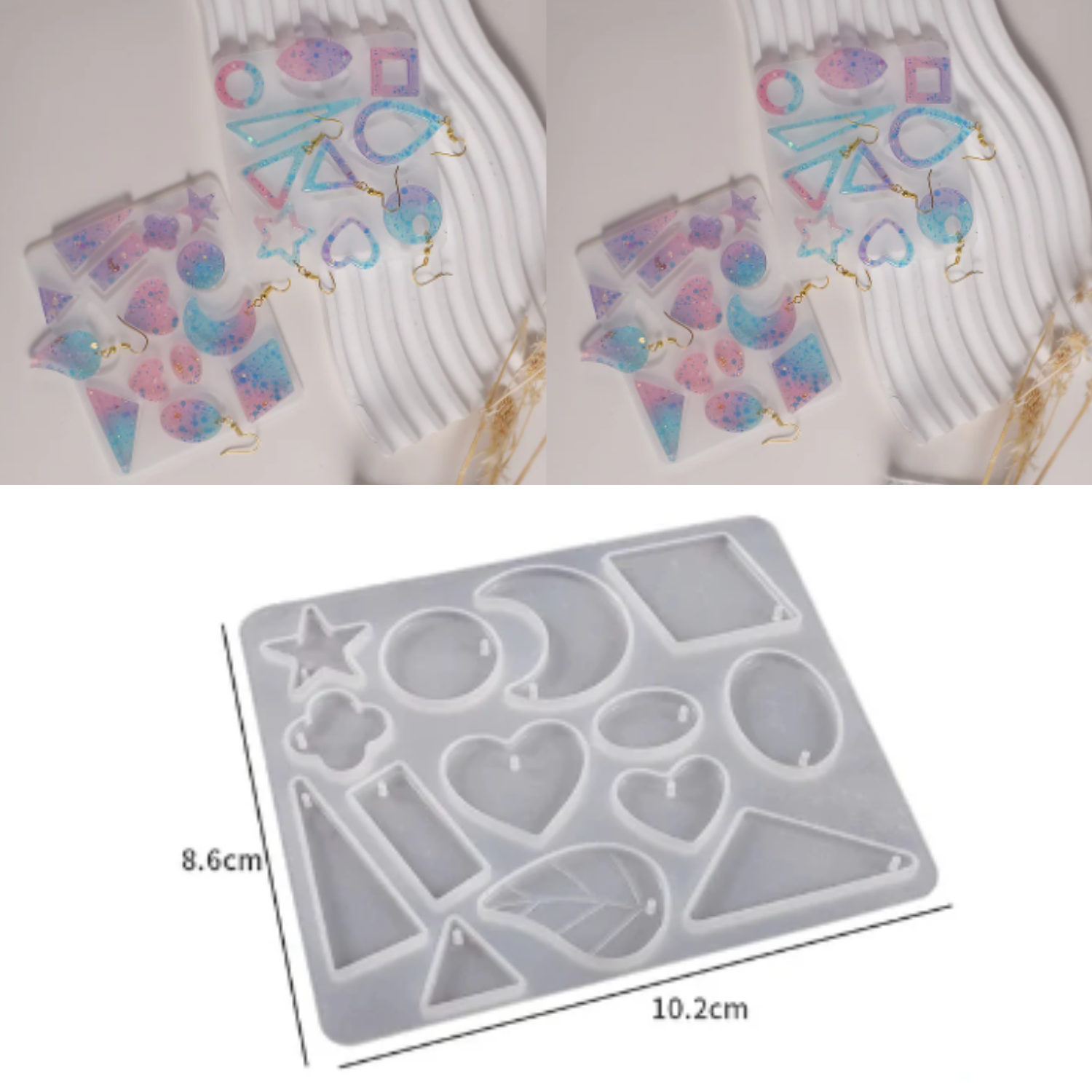 Molde de silicone brincos para resina 14m - Loja do Silicone