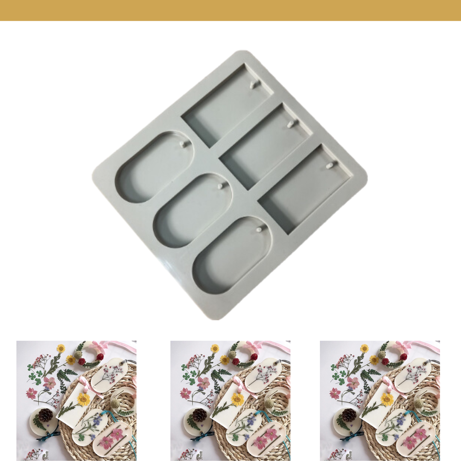 Forma de silicone para resina epoxi 6 cavidades - Loja do Silicone