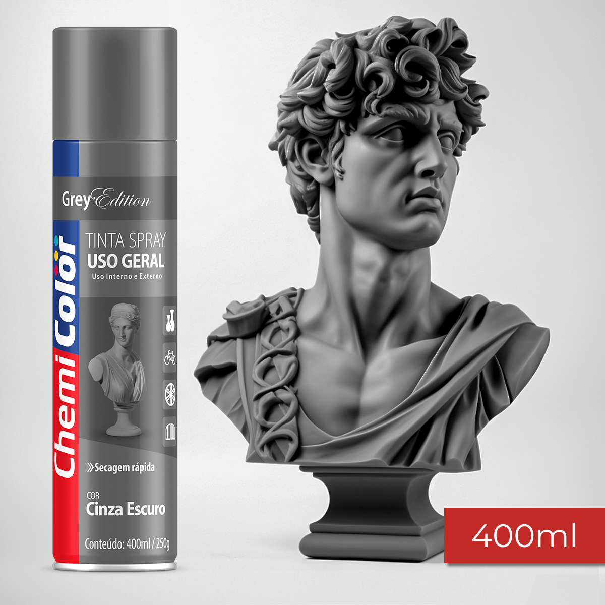 Tinta Spray Chemicolor Uso Geral Cinza Escuro 400ml 6 Latas em Oferta na Obra & Lar - Obra & Lar ...