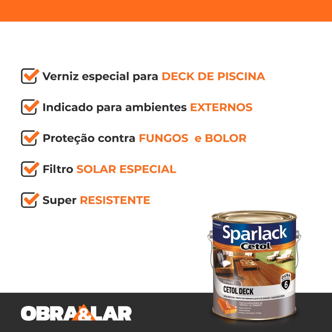 Verniz Cetol Sparlack Premium Exterior Deck Natural Galão 3,6 Litros em ...