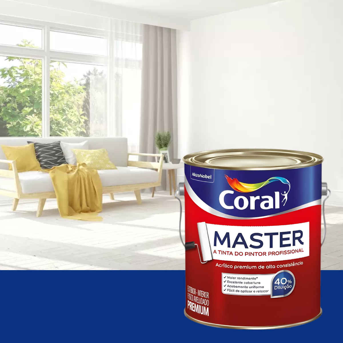 Tinta Acrílica Coral Master Premium 1/4 900ml Branco - Rendimento e ...