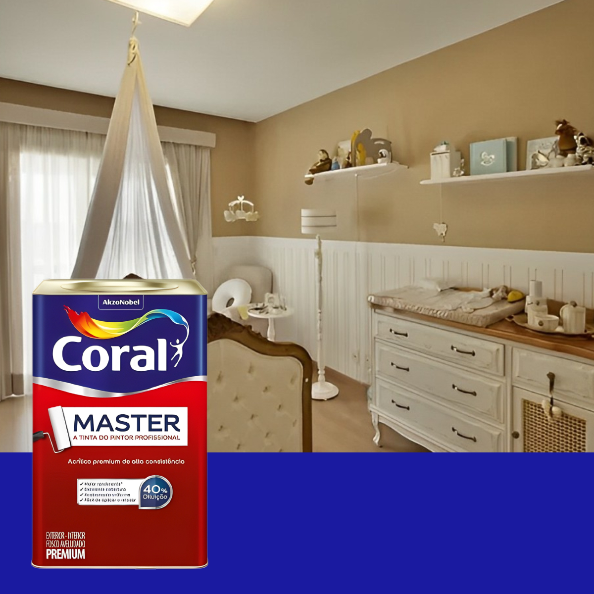 Tinta Acrílica Coral Master Premium Lata 18L - Rendimento e Cobertura Imbatíveis - Obra & Lar ...