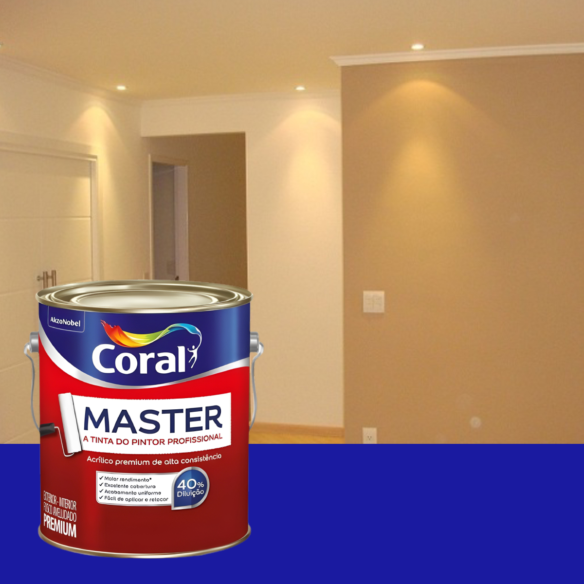 Tinta Acrílica Coral Master Premium Galão 3,6L - Rendimento e Cobertur ...