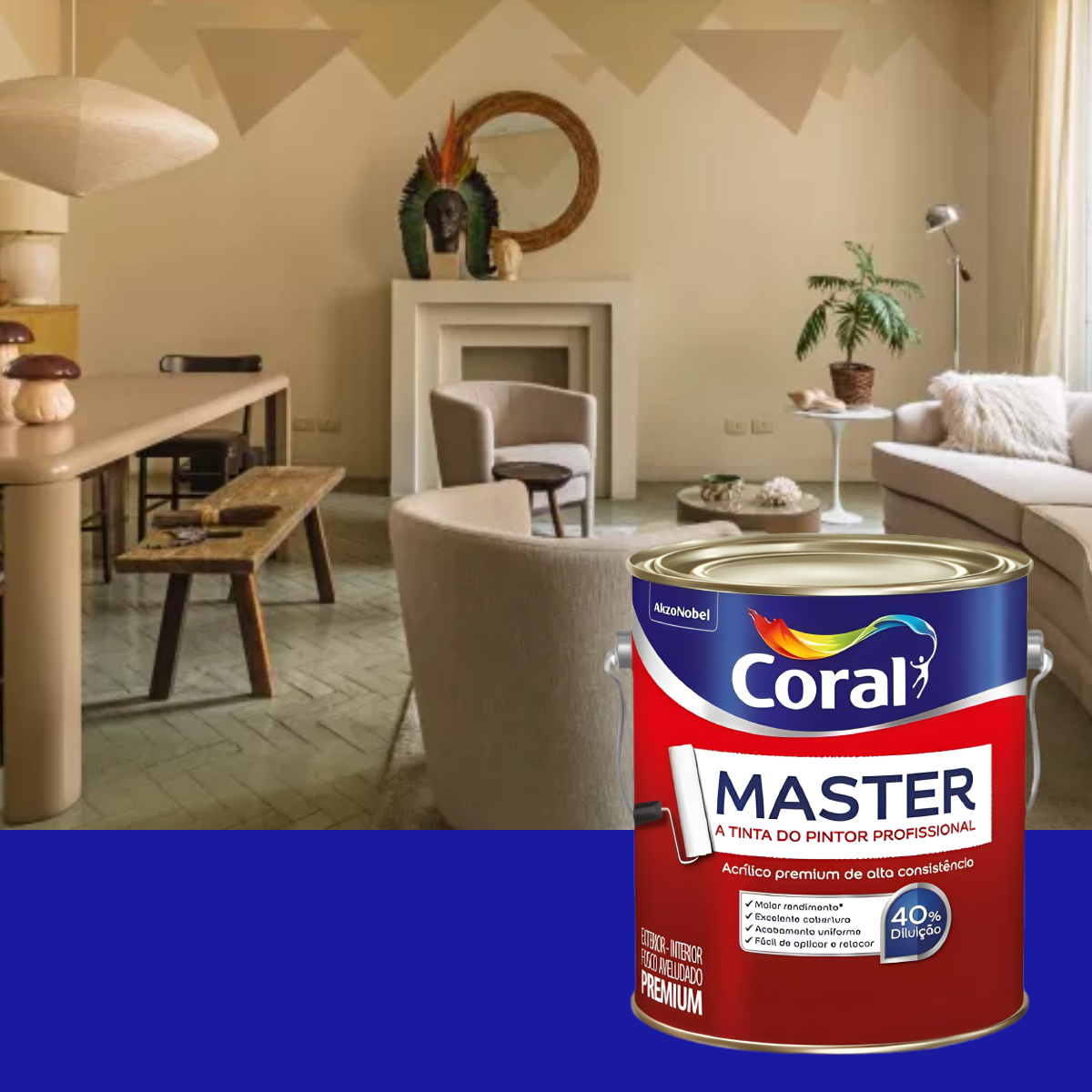 Tinta Acrílica Coral Master Premium Galão 3,6L - Rendimento e Cobertur ...