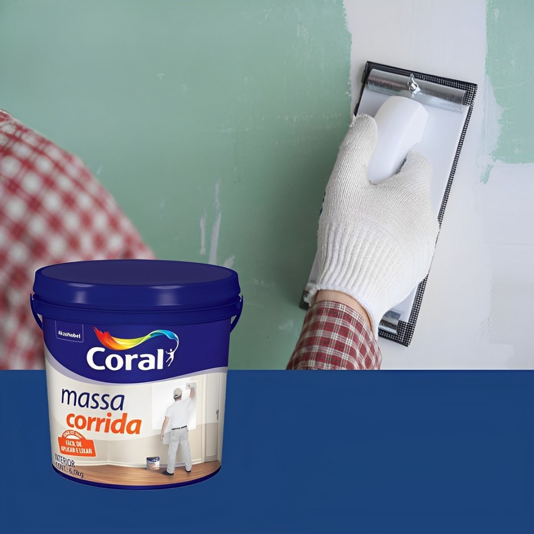 Massa Corrida Coral PVA 5,7kg - Acabamento Perfeito e Fácil Aplicação ...