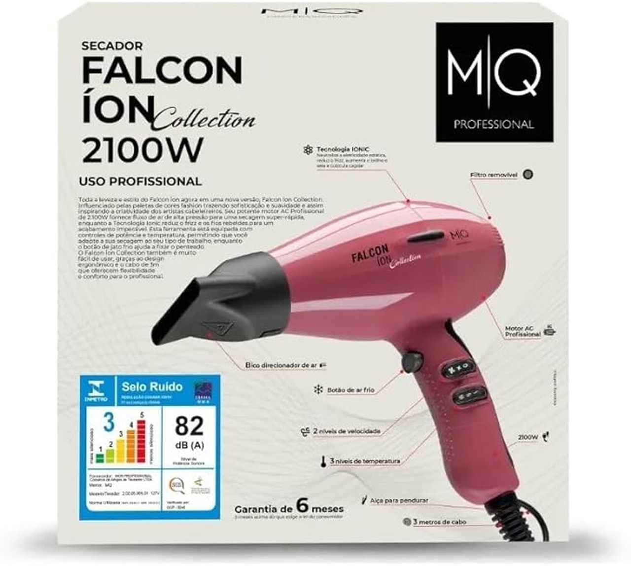 Secador De Cabelo Mq Falcon Ion Collection Pink 2100w - 127v - KIOSK ...