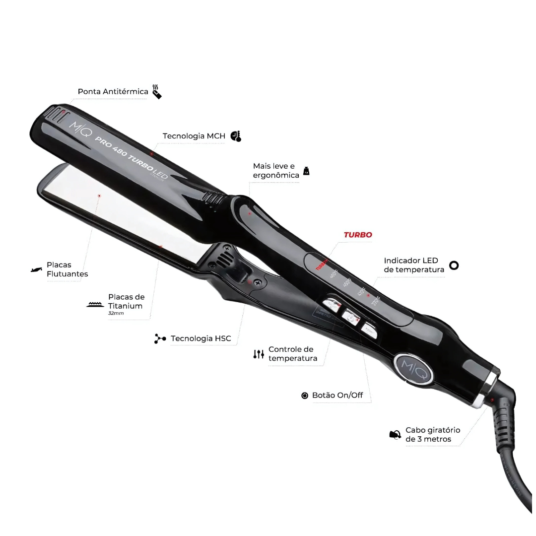 Kit Mq - Secador Ionize 2200w 220v + Chapinha Pro 480 Turbo Led Bivolt ...