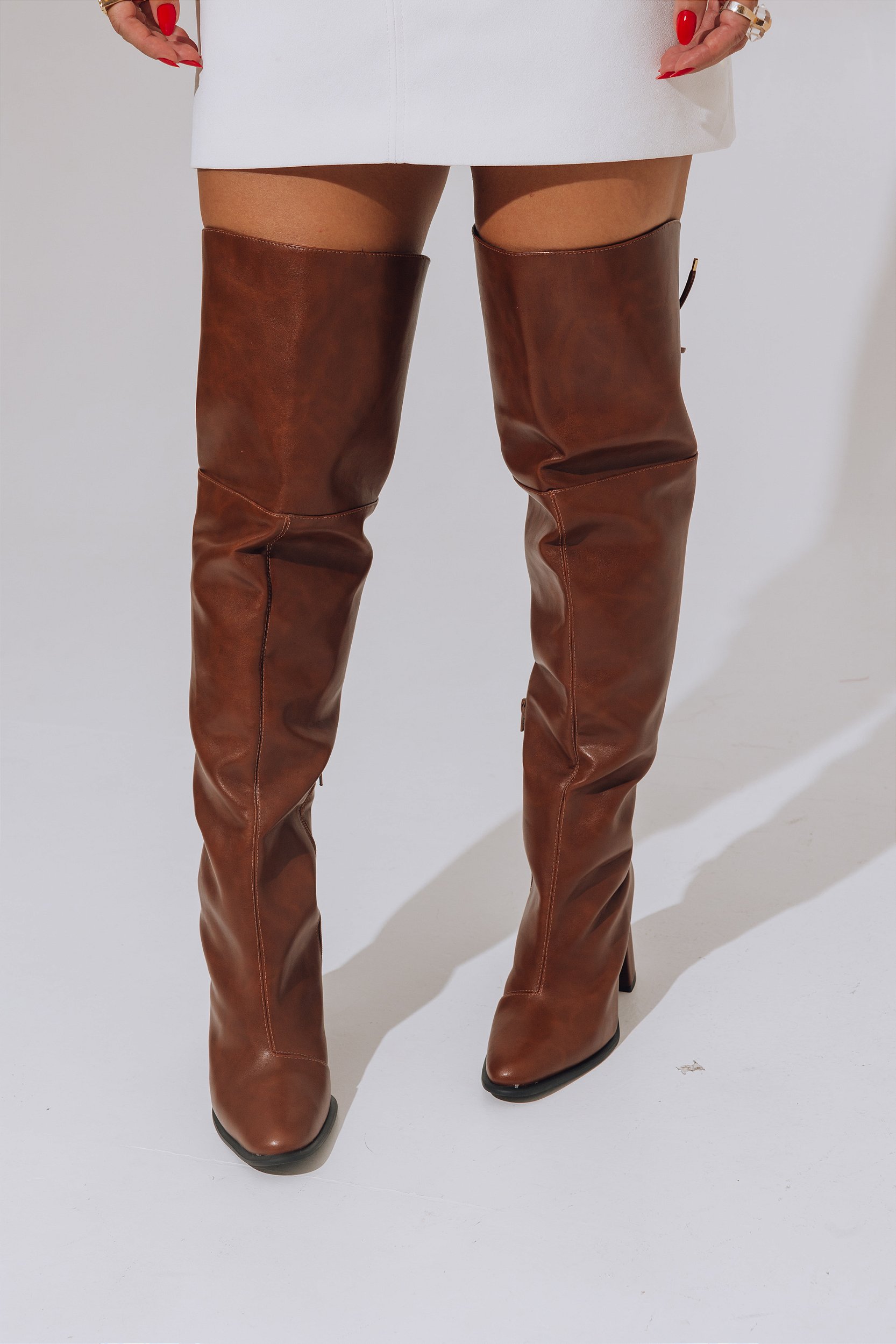 Bota Feminina Over The Knee Salto Alto (Camel) - USE HITZZ
