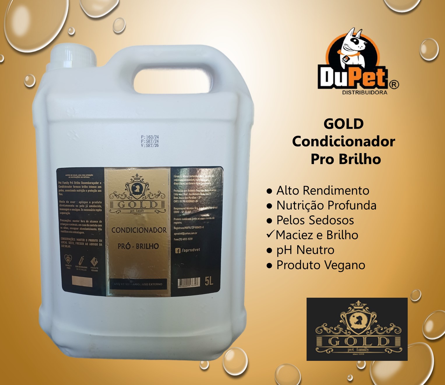 GOLD - Condicionador Pro Brilho Alto Rendimento Galão 5 Litros - Dupet ...