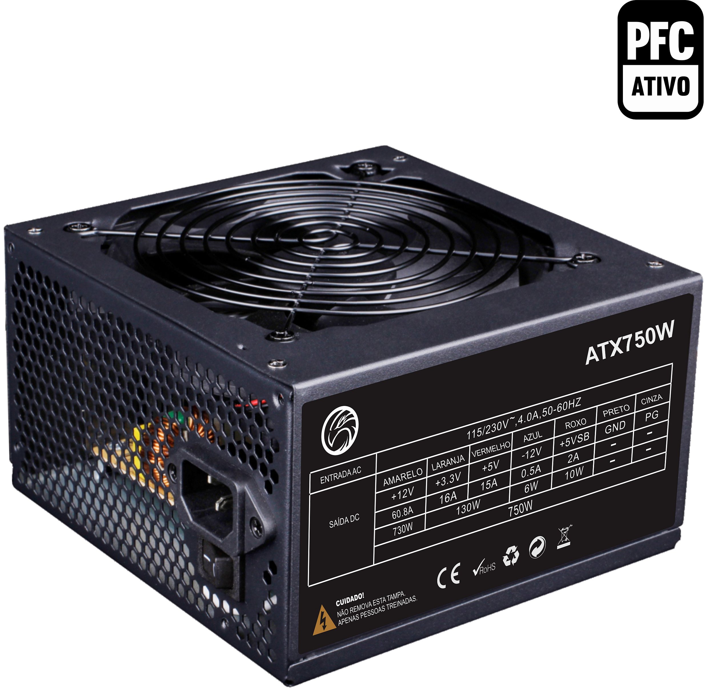 FONTE ATX 24 PINOS BRAZILPC 500W (BPC-S5330V1) | 600W (BPC-S6350V ...