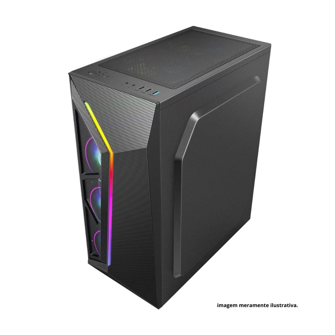 GABINETE ATX BRAZILPC GAMER BPC-005B BLACK COM 4 COOLER SEM FONTE - Brazil PC