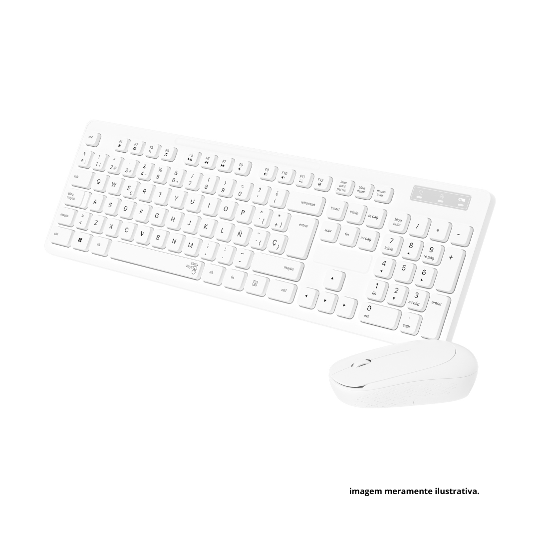 KIT SEM FIO TECLADO/MOUSE BRAZILPC BPC-5269/3W289 USB BRANCO - Brazil PC