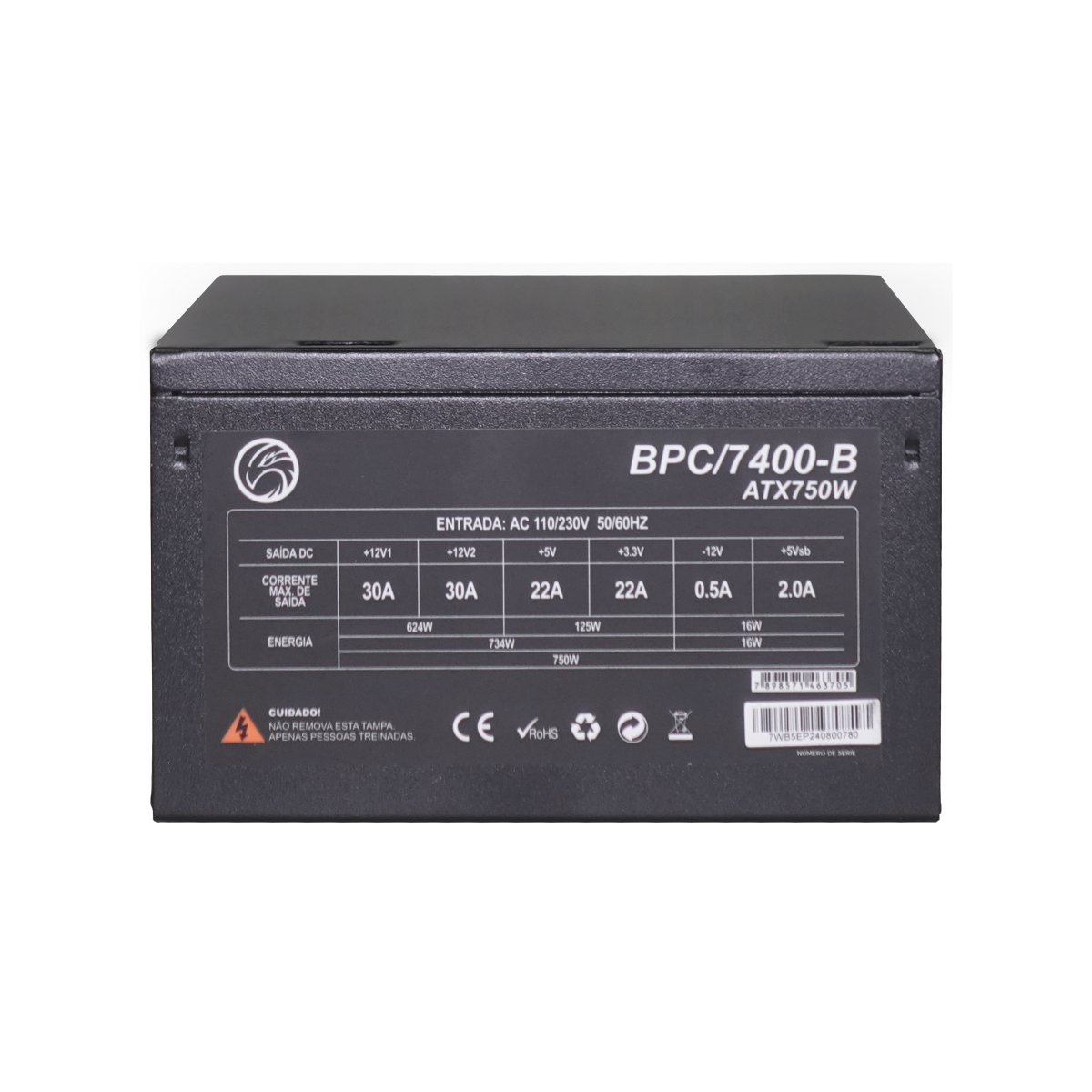 FONTE ATX 750W BRAZILPC BPC/7400-SMT 24 PINOS - Brazil PC
