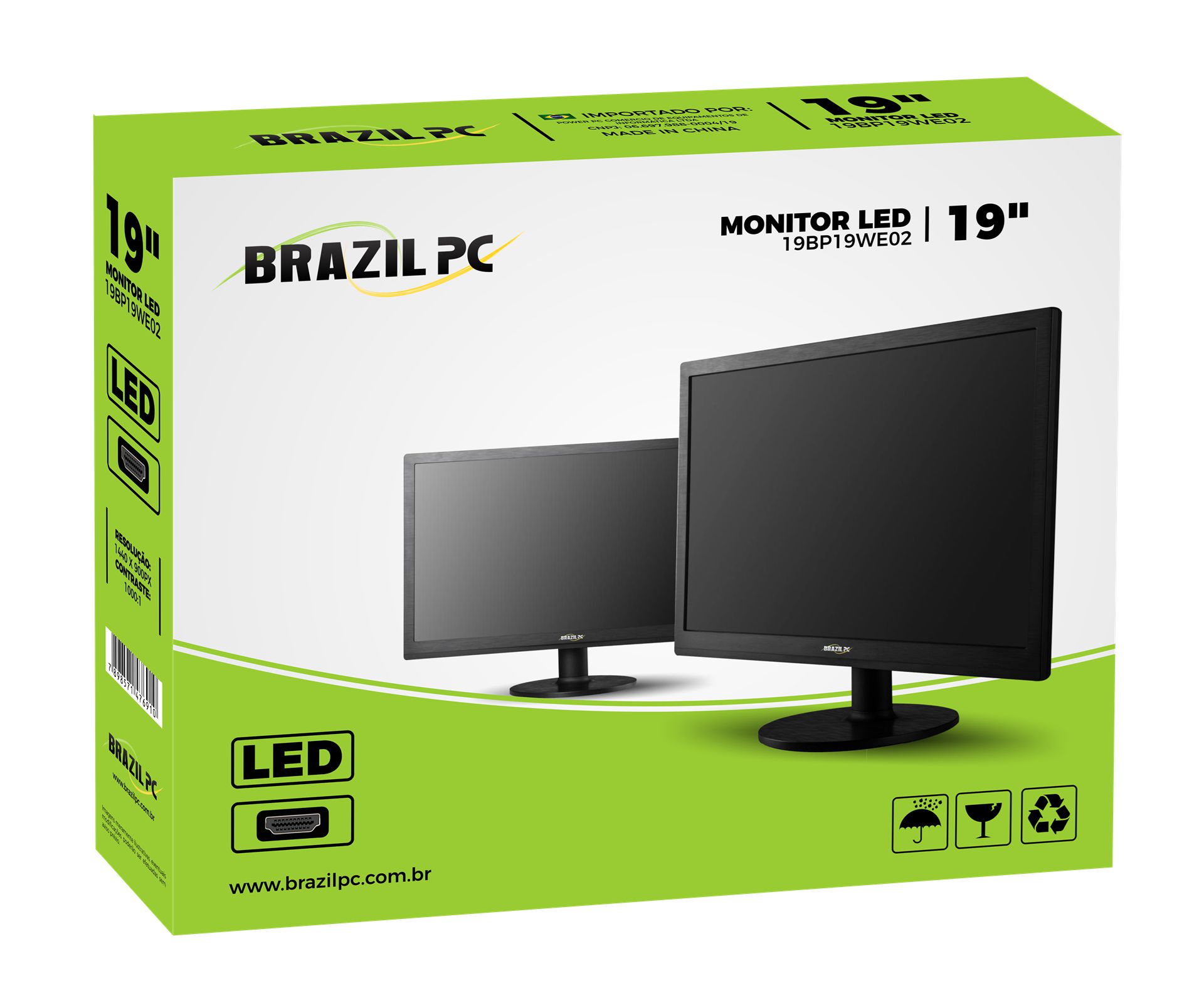 MONITOR LED 19" 19BP19WE02 PRETO WIDESCREEN - Brazil PC