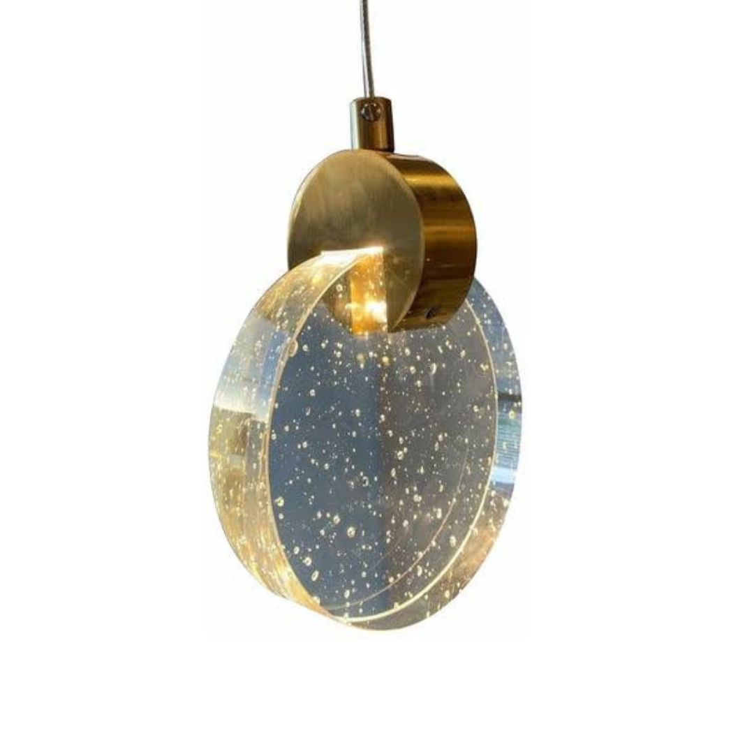 Lustre Pendente Disco Bolhas Cristal Dourado LED 6W 15cm 3000K Bivolt ...