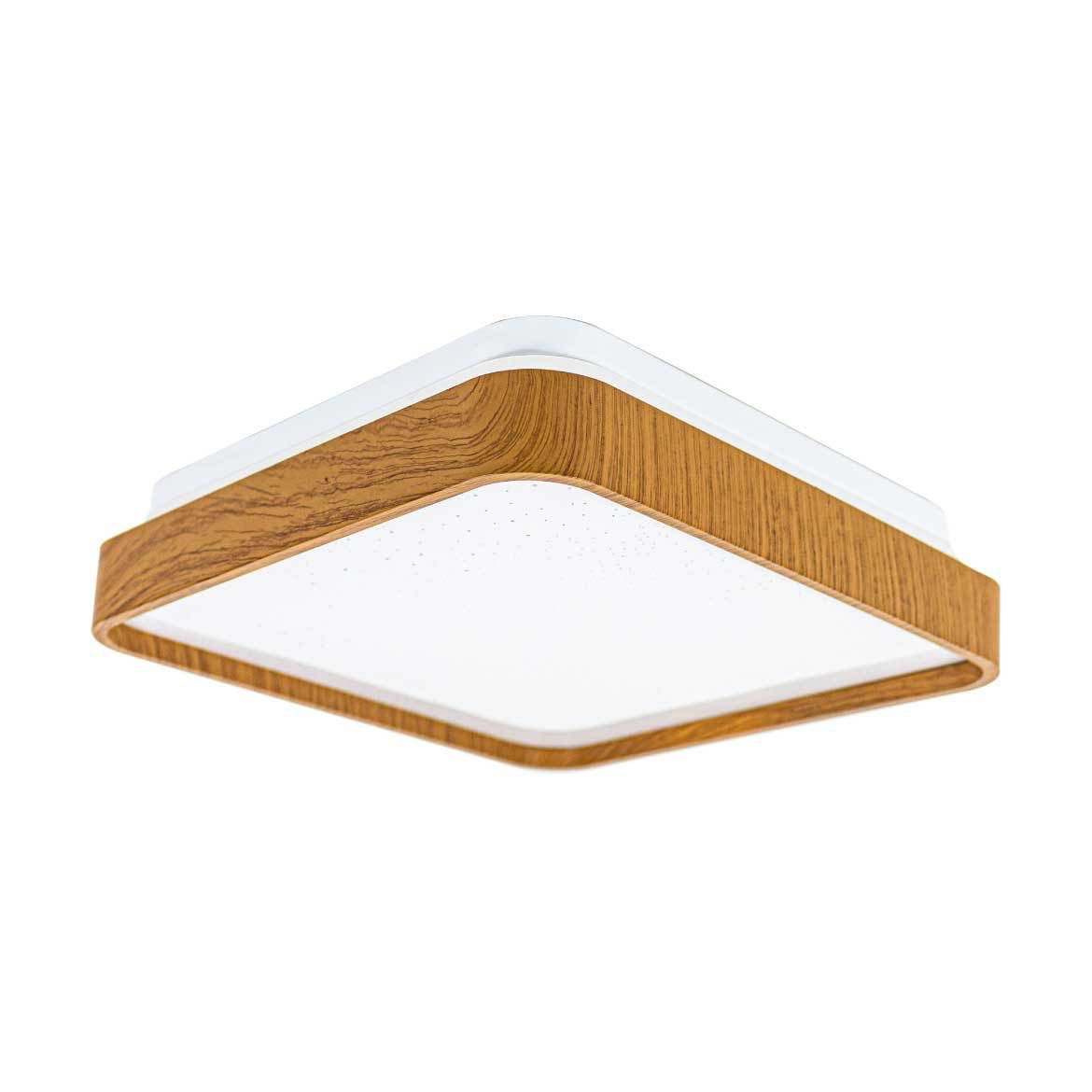 Lustre Plafon LED Timber 24W 40x40 Céu Estrelado Amadeirado Branco Frio ...