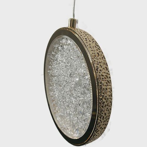 Lustre Pendente Disco Aquático Cristal Dourado LED 7W 3000K Bivolt ...
