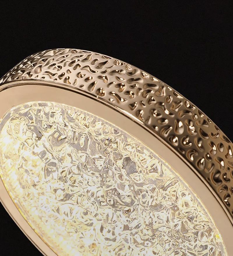 Lustre Pendente Disco Aquático Cristal Dourado LED 7W 3000K Bivolt ...