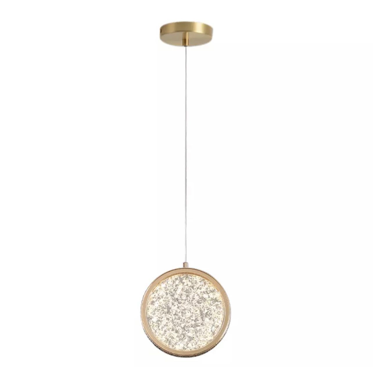 Lustre Pendente Disco Aquático Cristal Dourado LED 7W 3000K Bivolt ...