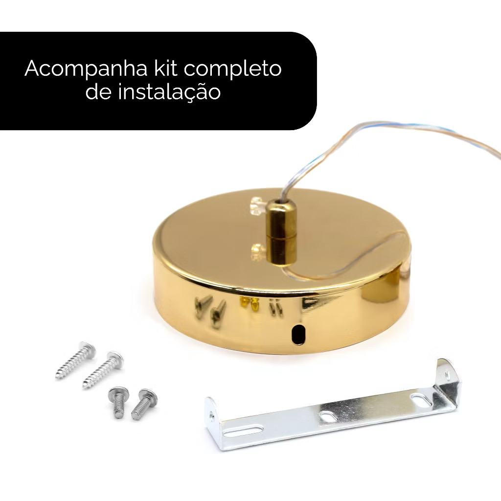 Lustre Pendente LED 5W Disco Bolacha Dourado Multicor Bivolt - Planet ...