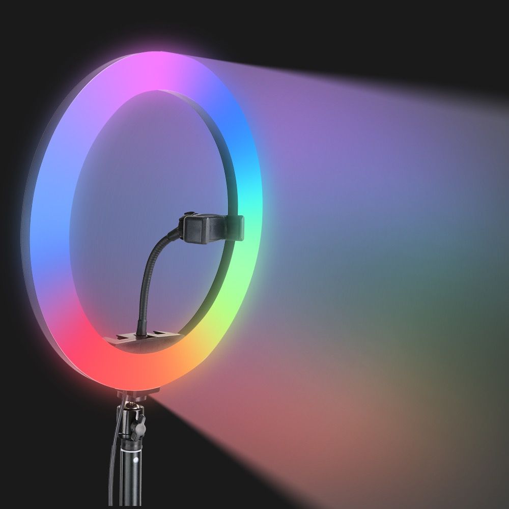 Ring Light 19 polegadas 48cm RGB Bicolor LED 80W Suporte Celular ...