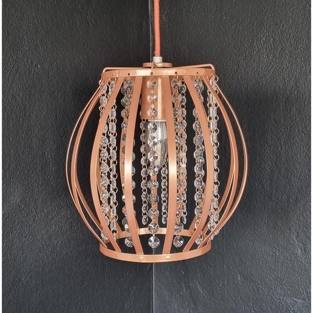 Lustre Rose Gold pendente cristal acrílico alto Brilho AC101 - Lina ...