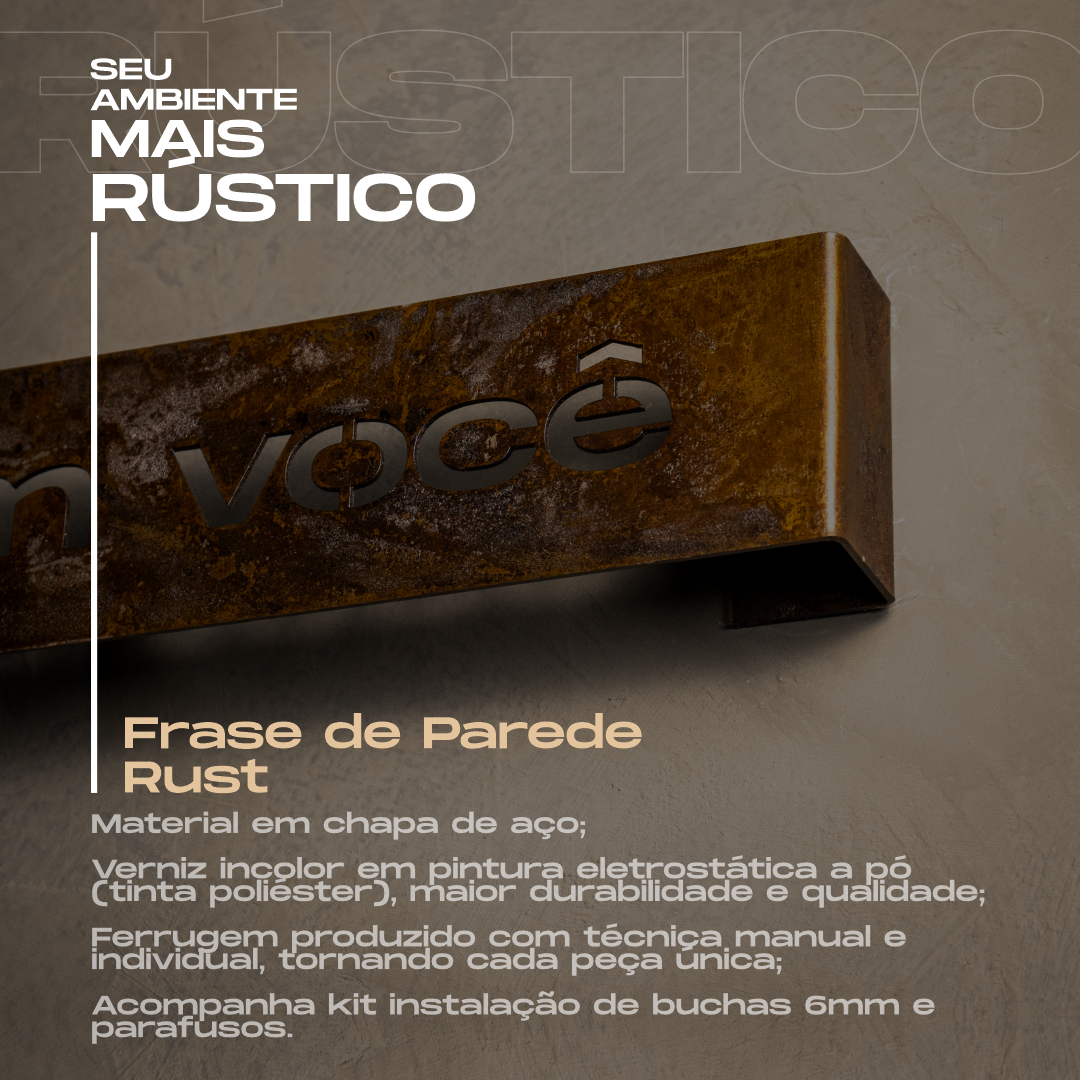 Frase de ferro Rust - Eu quero partilhar a vida boa com você - Éntona Decor Frase de ferro Rust - Eu quero partilhar a vida boa com você - Éntona Decor