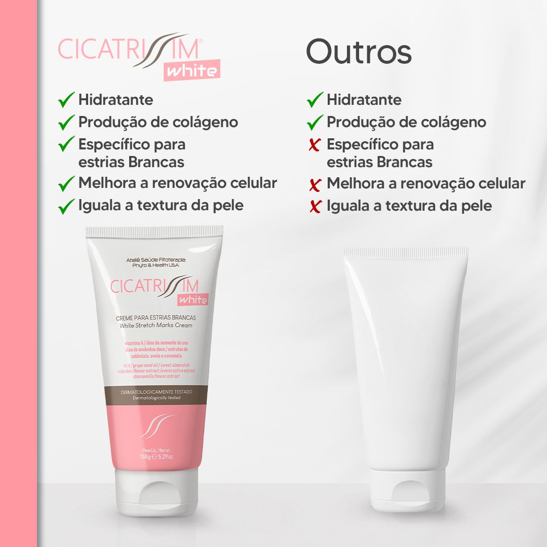 Creme Para Estrias Brancas - Cicatrissim White - Creme para estrias ...