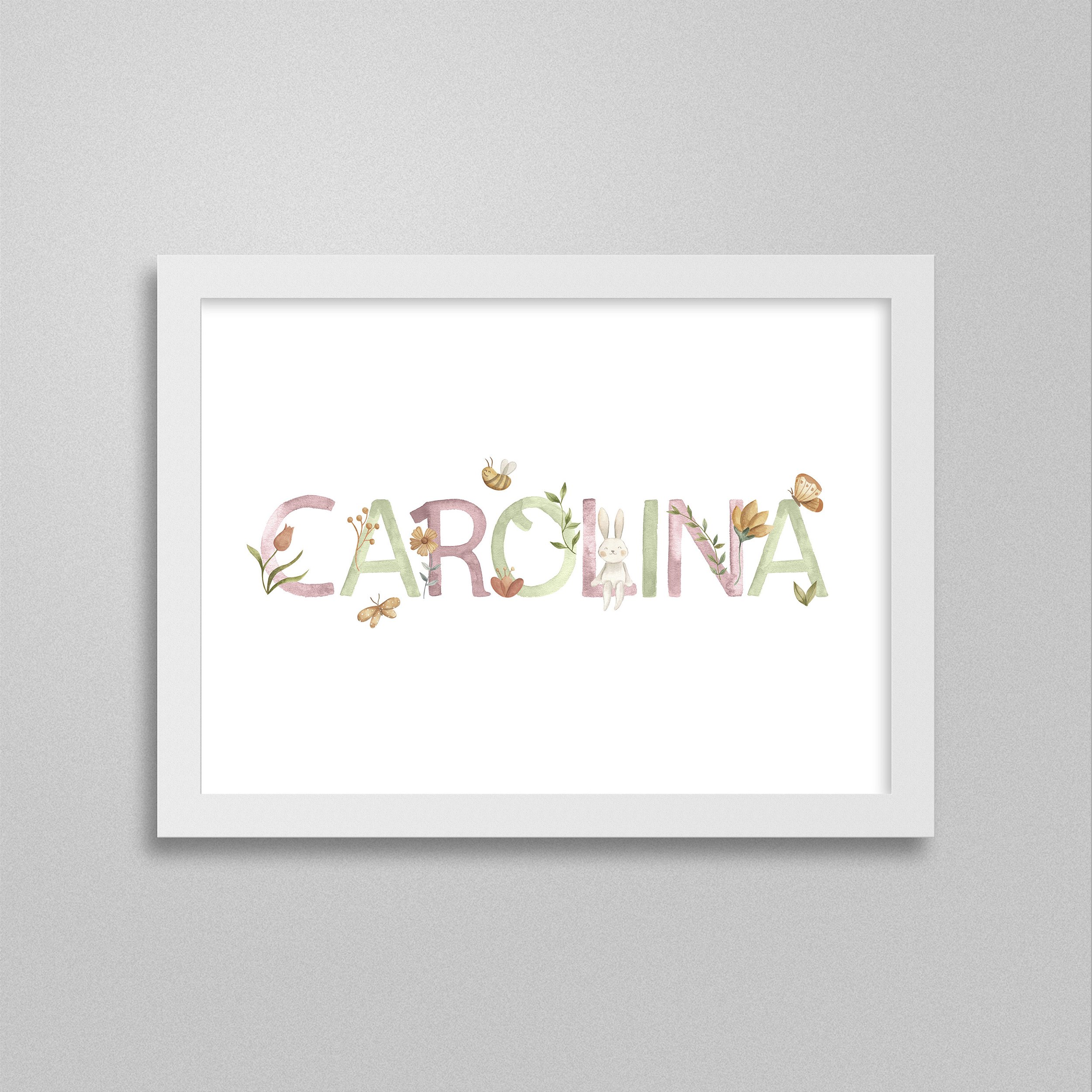 Quadro Personalizado com nome Carolina - Decor Quadros - Bebê e Infantil