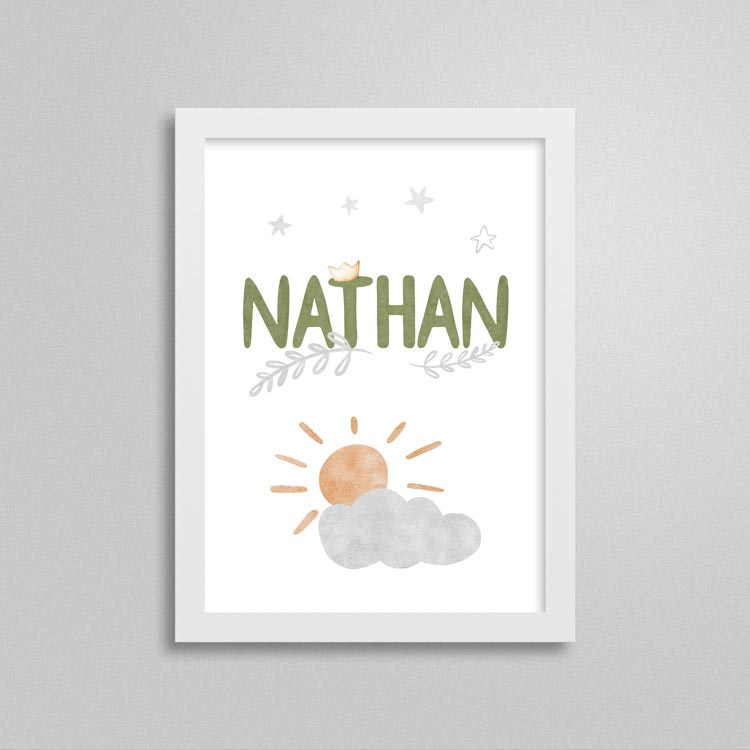 Quadro personalizado com nome Nathan - Decor Quadros - Bebê e Infantil