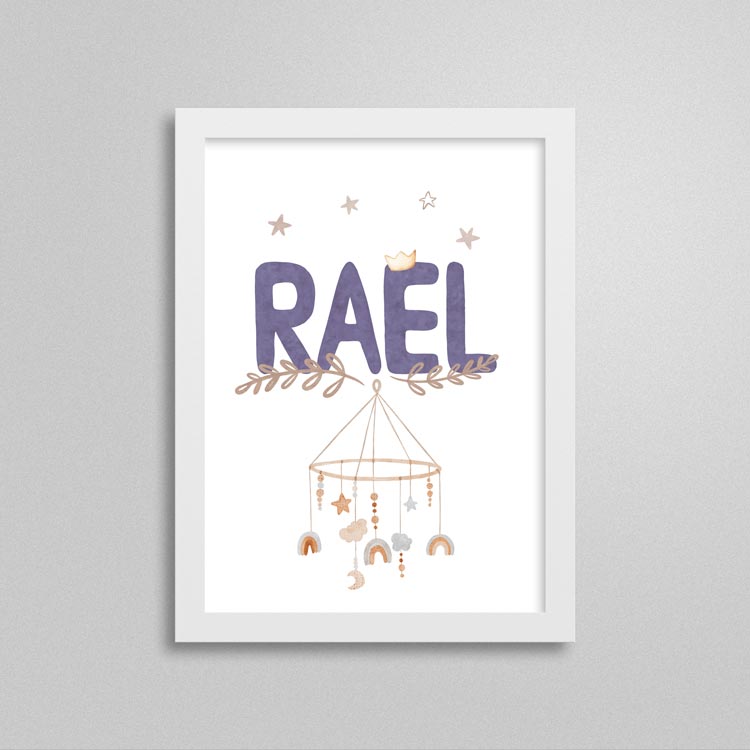 Quadro personalizado com nome Rael - Decor Quadros - Bebê e Infantil