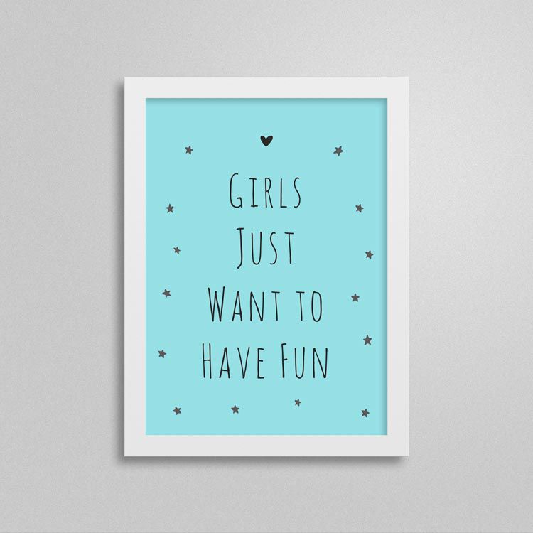 Quadro Girls Just Want to Have Fun - Decor Quadros - Bebê e Infantil