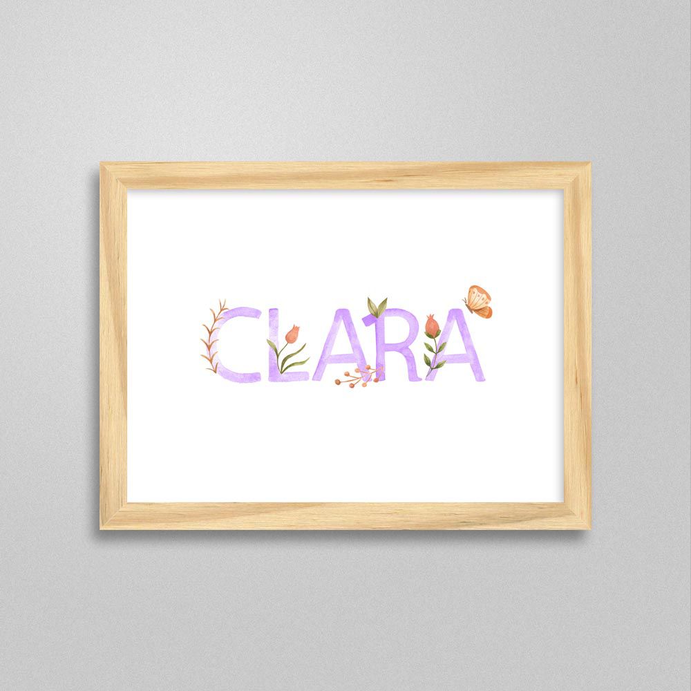 Quadro nome Clara para quarto de bebê e porta de maternidade - Decor ...