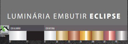 Painel Embutir Eclipse Quadrado Alumínio 38x38x7,5cm 3xE27 LED Bulbo ...