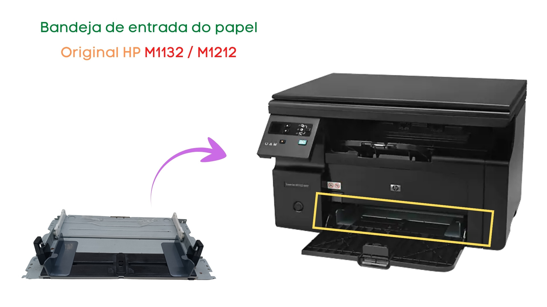 BASE DA BANDEJA ENTRADA PAPEL HP M1132 / M1212 / M127 / M125A ...