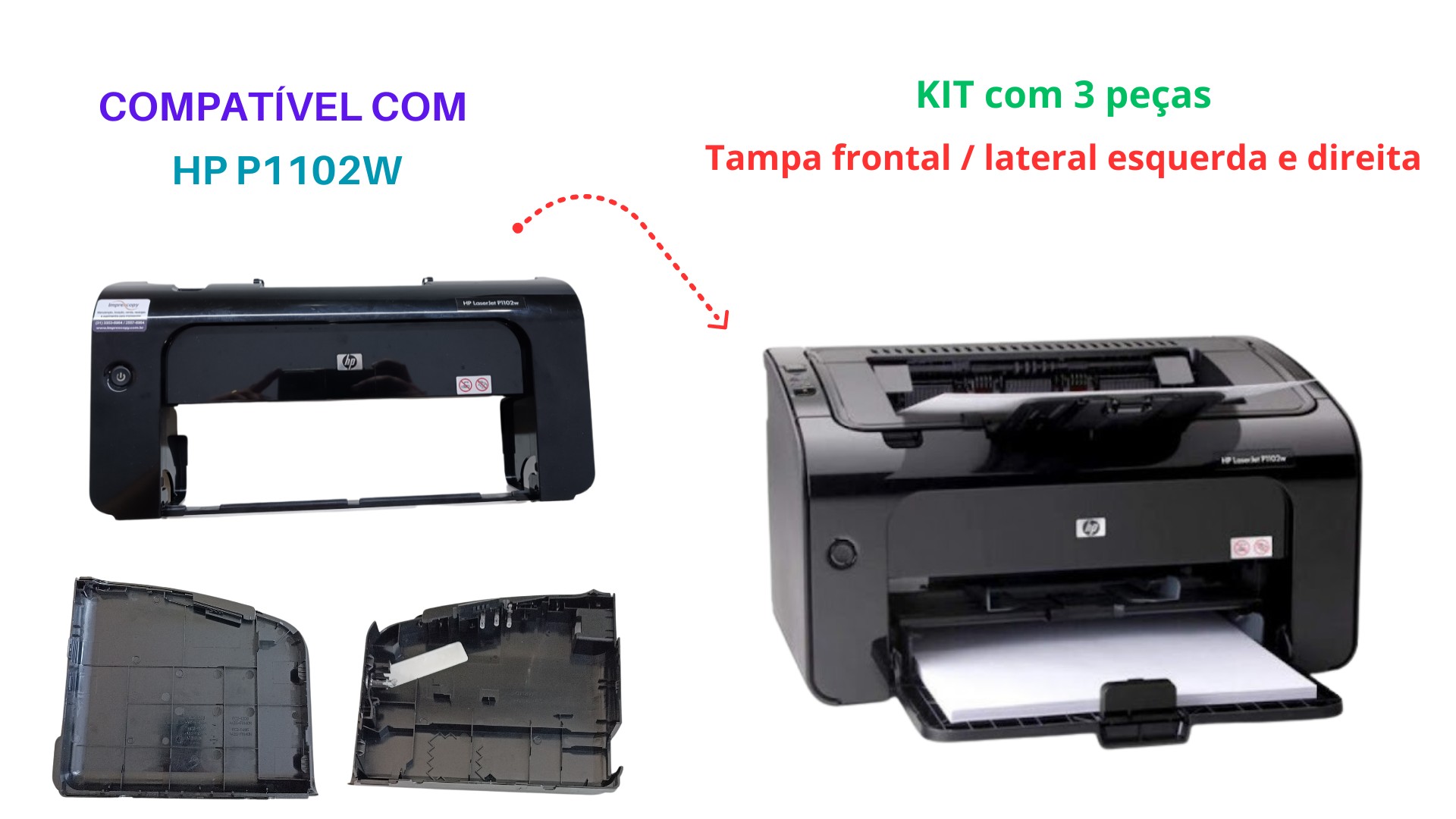 KIT TAMPAS HP LASERJET P1102W - lojaimprexcopy.com.br
